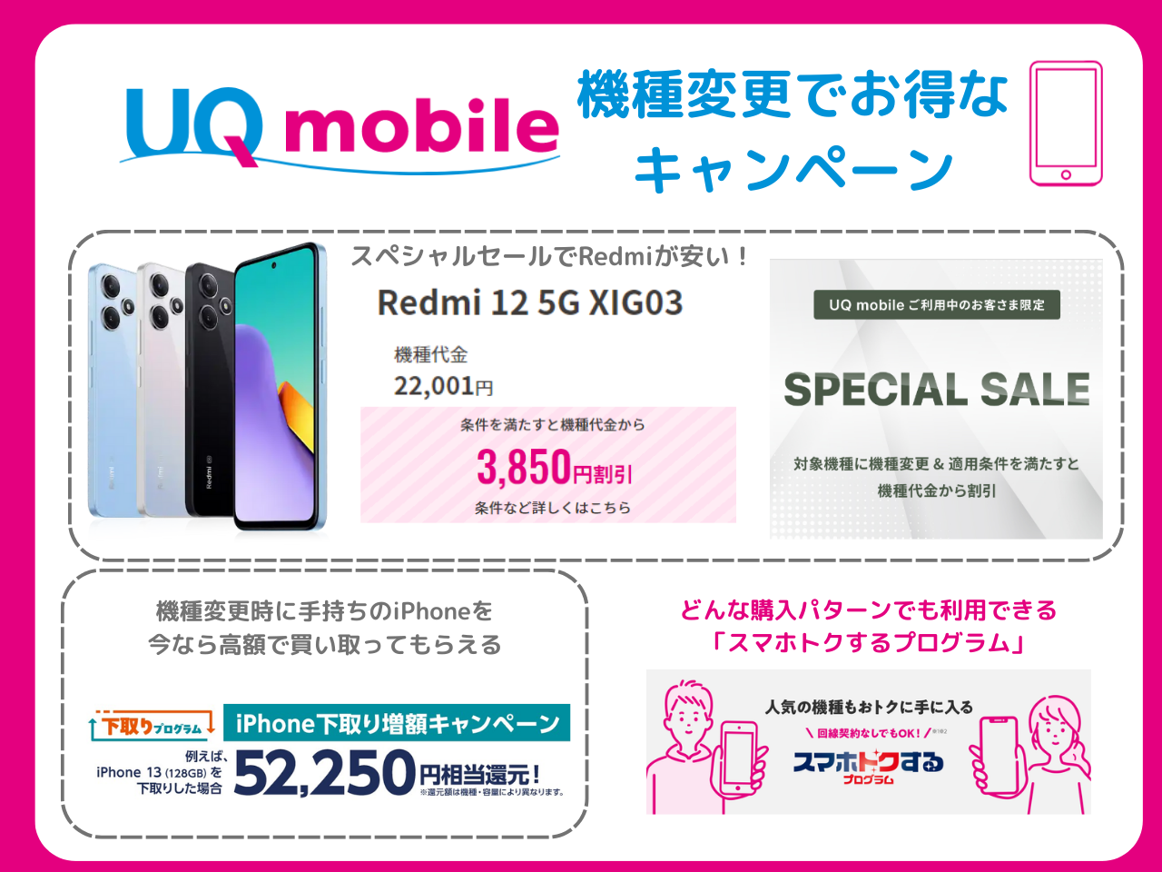 【2025年1月】UQモバイルのキャンペーン情報 |キャッシュバックは？ 乗り換え（MNP）・新規・機種変更・iPhone購入特典